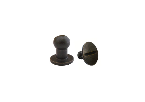Large Button Head Stud & Screw Antique Brass